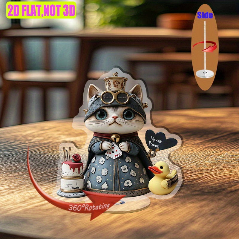 [2D flat] 1PC Rotating acrylic tabletop ornament featuring a whimsical ...