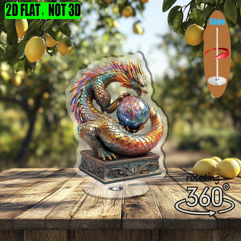 [2D flat] 1PC Rotating acrylic tabletop sculpture features a fierce ...