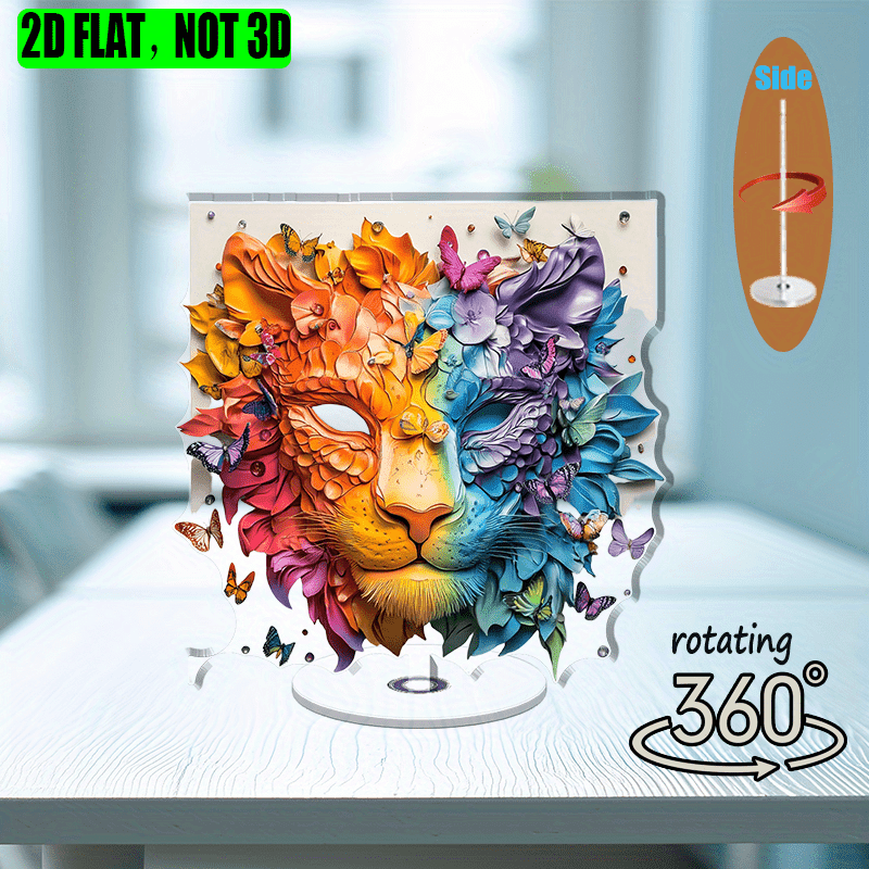 [2D flat] 1PC Rotating acrylic tabletop sculpture featuring vibrant ...