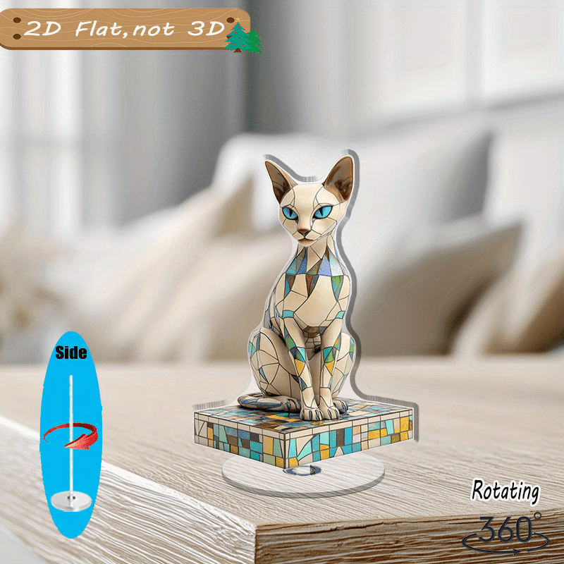 [2D flat] 1PC Rotating acrylic tabletop sculpture featuring vibrant ...