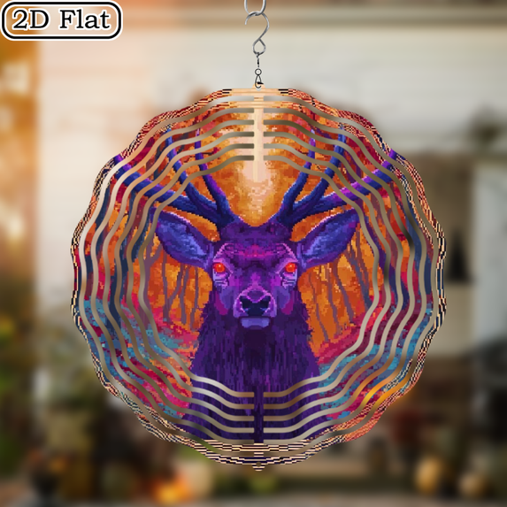 2D flat 1pc 2D Mandala Rotating Wind Chime with Forest Deer Design ...