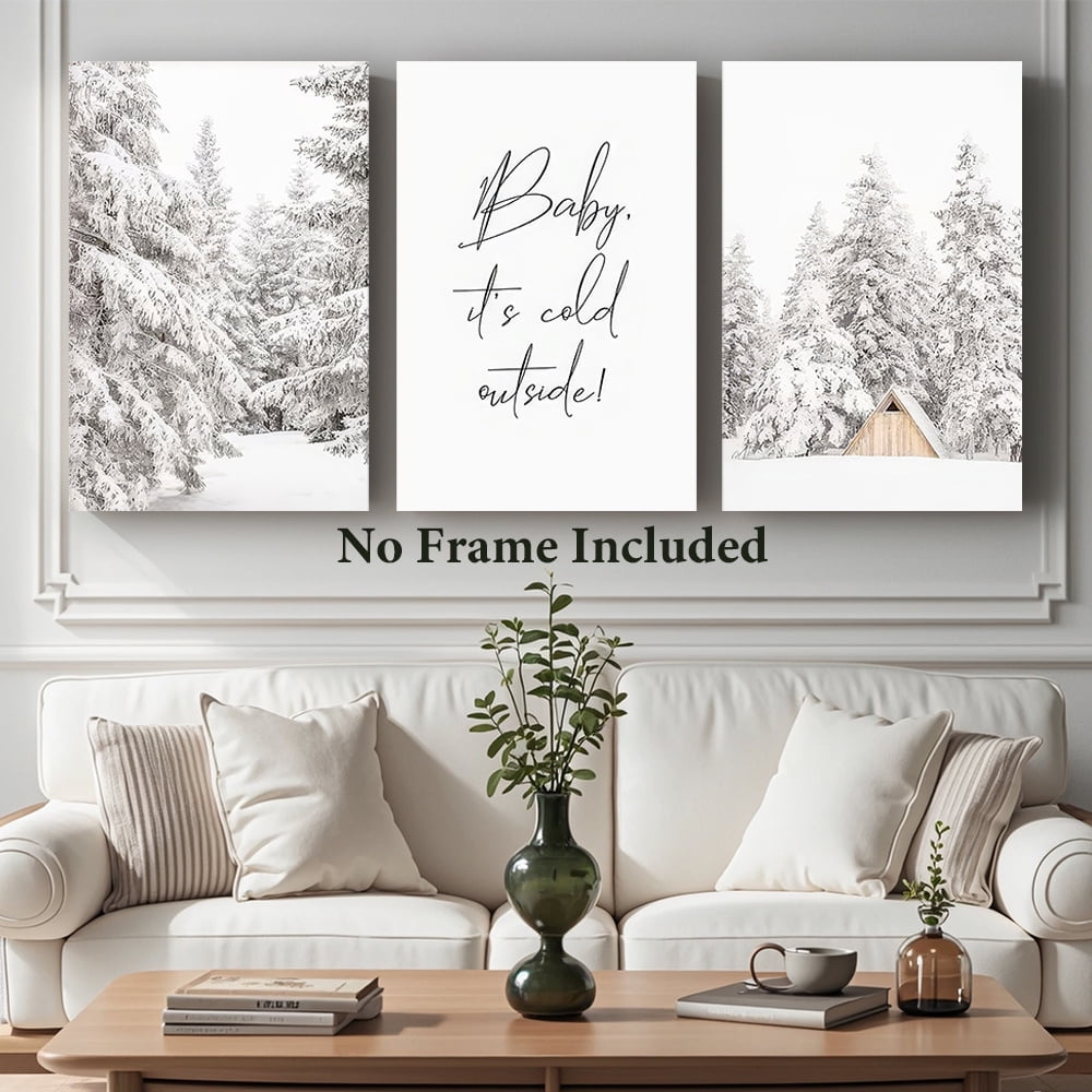 []2D/flat, 3pcs, canvas painting-frameless, Winter landscape, Wall art ...