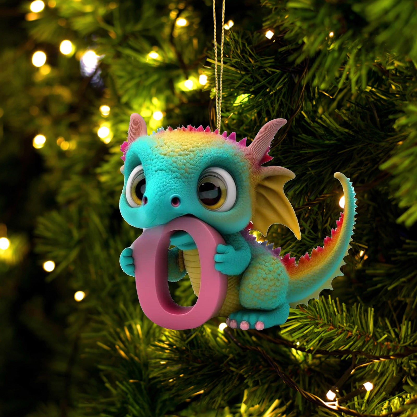 2D flat Dragon Alphabet Letter Hanging Ornament Double Sided Printed ...