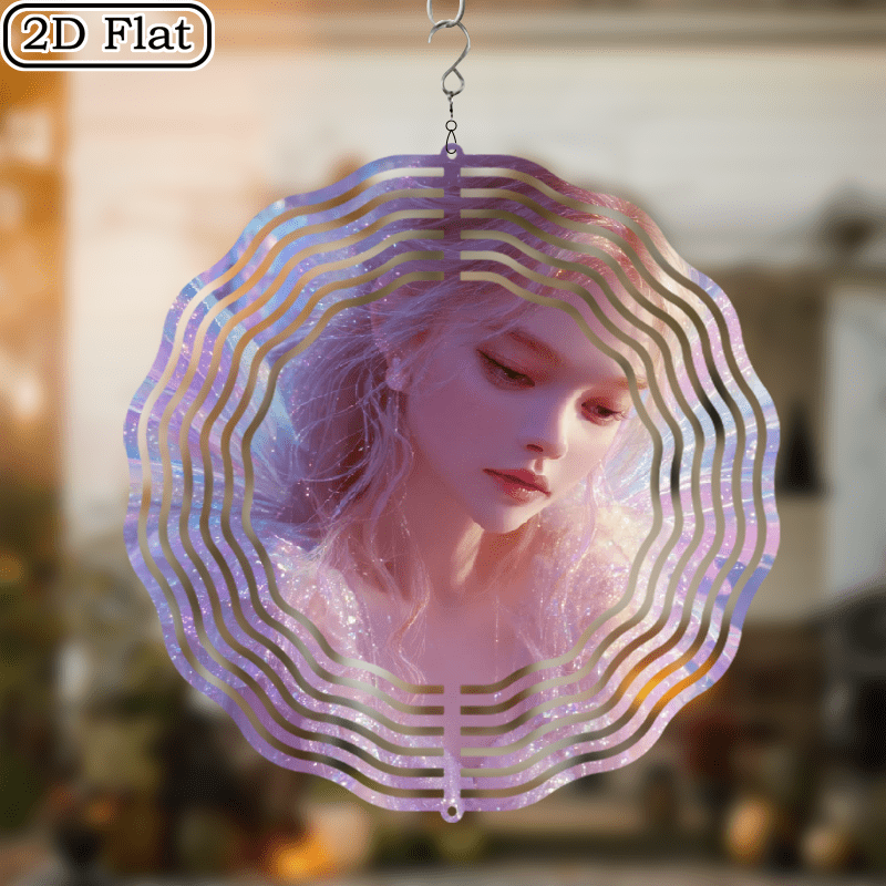 2D flat, Large 10x10 Inch Round Wind Chime - Elegant Floral or Fairy ...