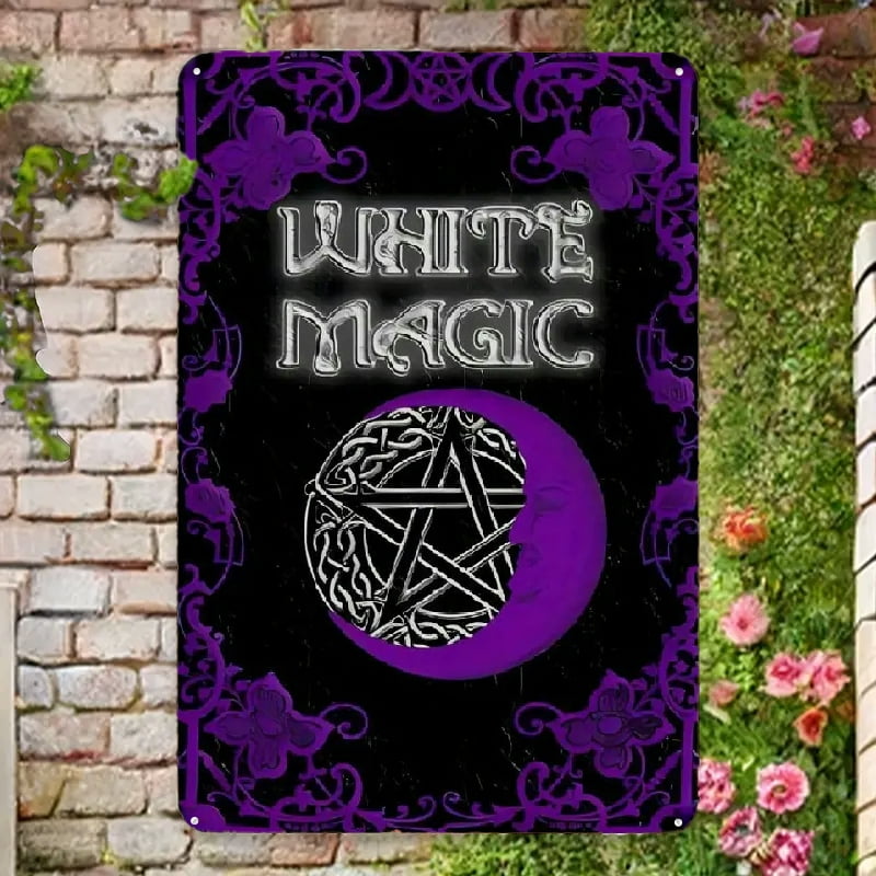 2D flat Vintage White Magic Spell Book Aluminum Sign - Mystical ...