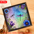 2D flat, a 12 - inch wooden framed painting, "Dragonflies and Purple ...