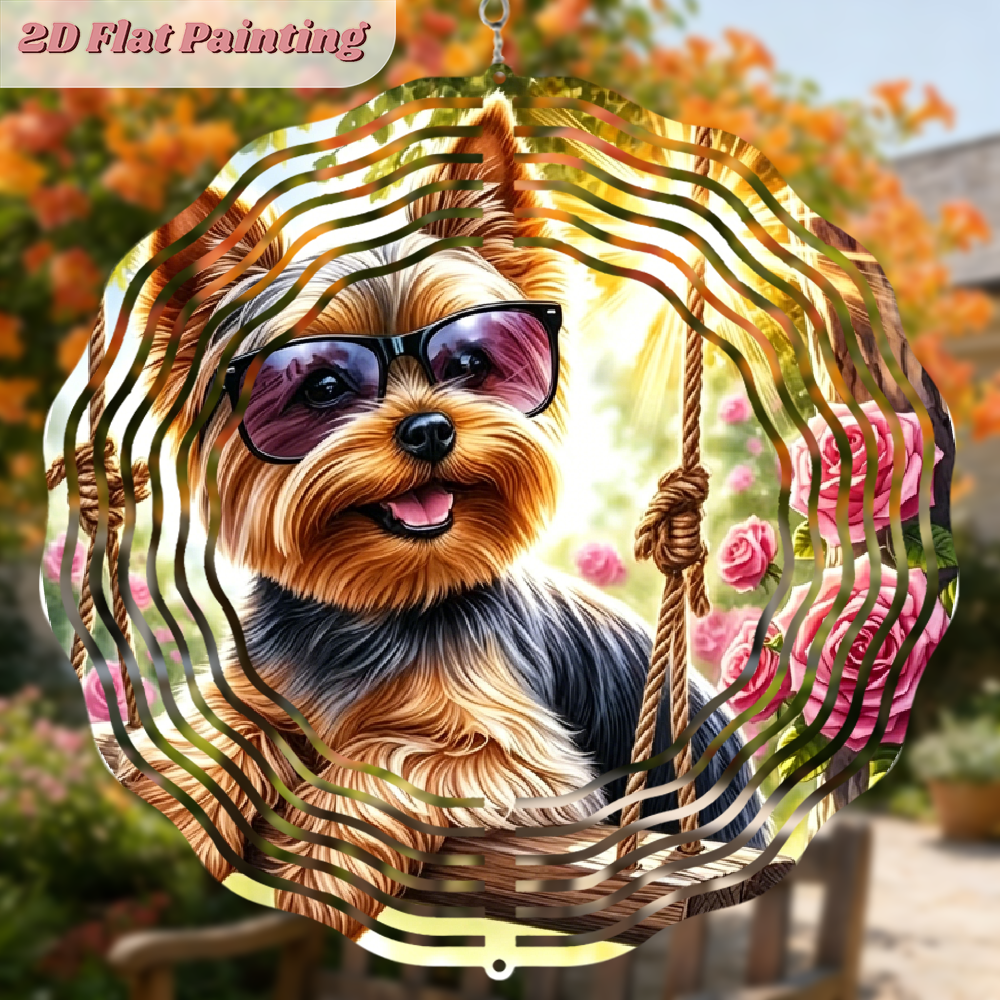2D flat, a iron wind chime, Cool dog design. It can 360 rotate ...