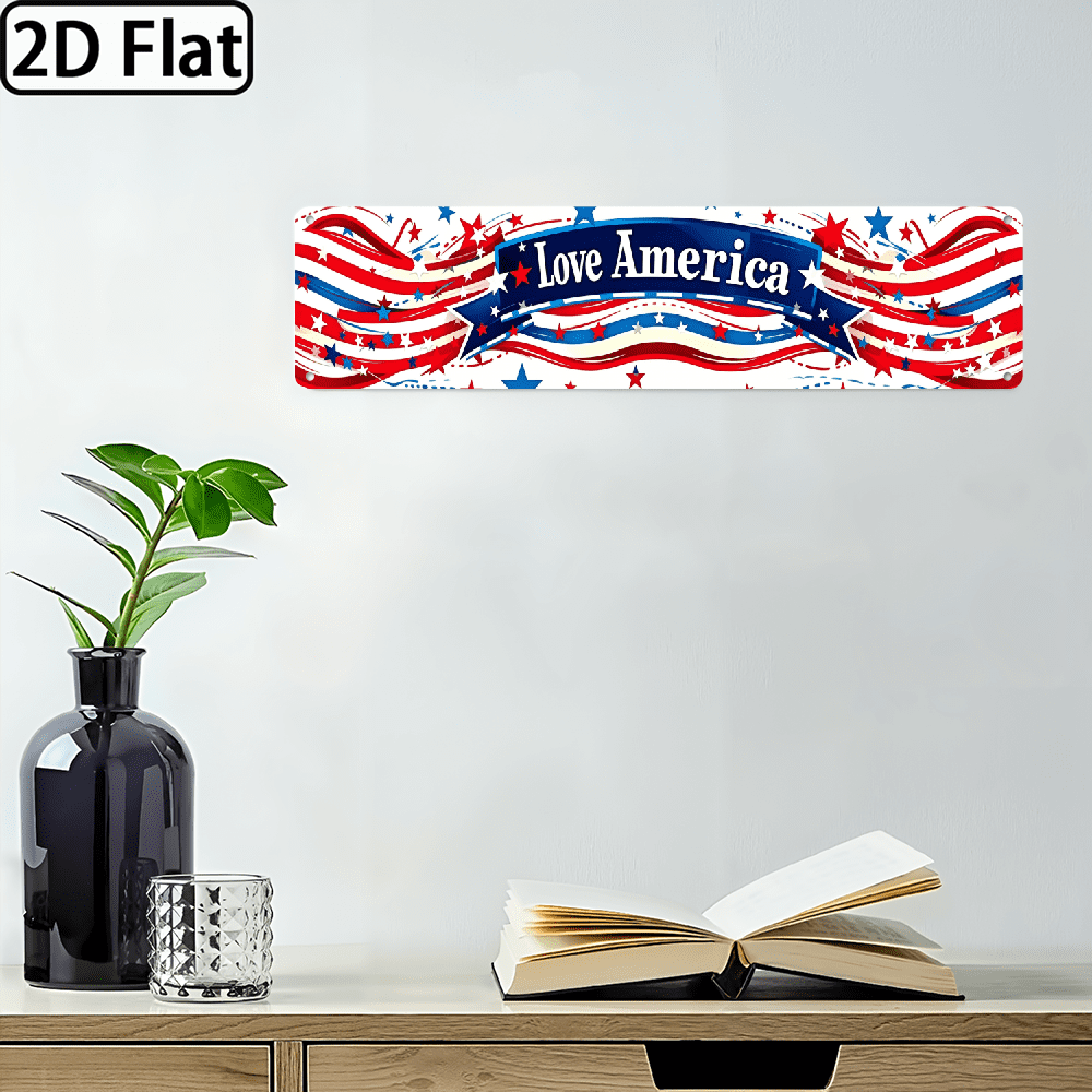 2D flat, a rectangular aluminum sign, Love America For home Decorative ...