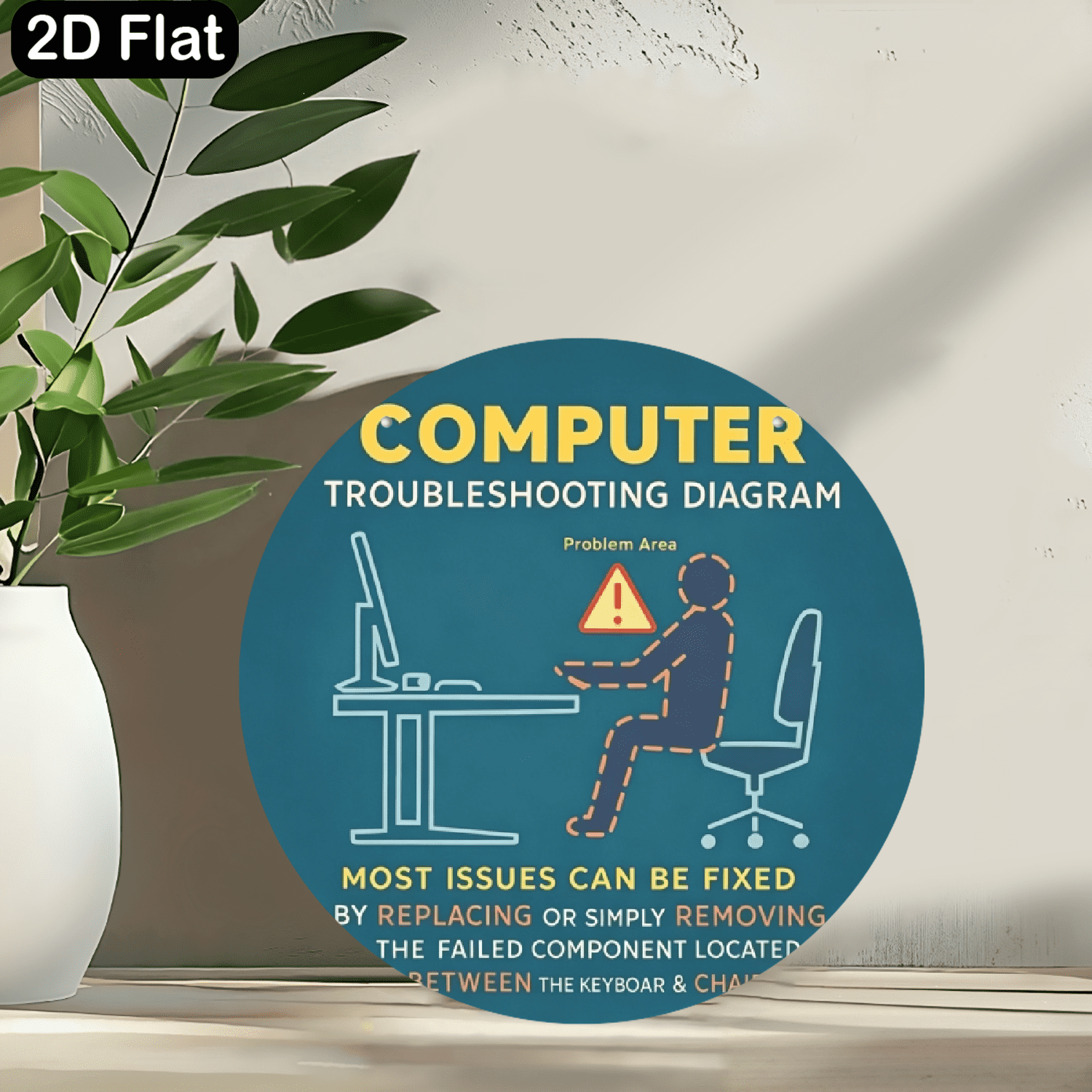 2D flat, an 8-inch wooden sign. COMPUTER TROUBLESHOOTING DIAGRAM ...
