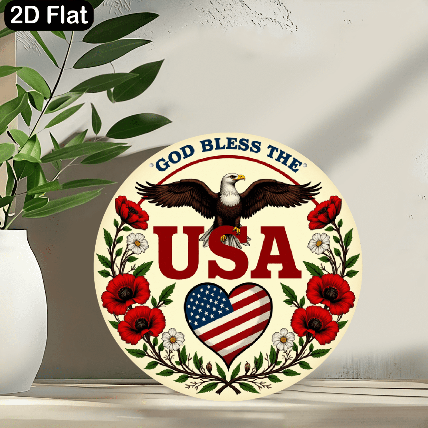 2D flat, an 8 - inch wooden sign. "GOD BLESS THE USA". Beautiful ...