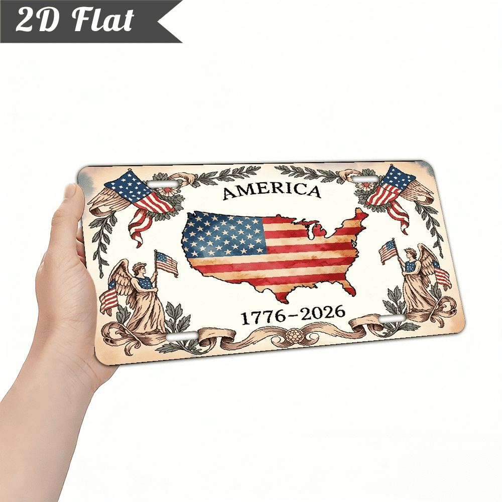 2D flat, an aluminum decorative sign, "AMERICA 1776 2026" for home ...