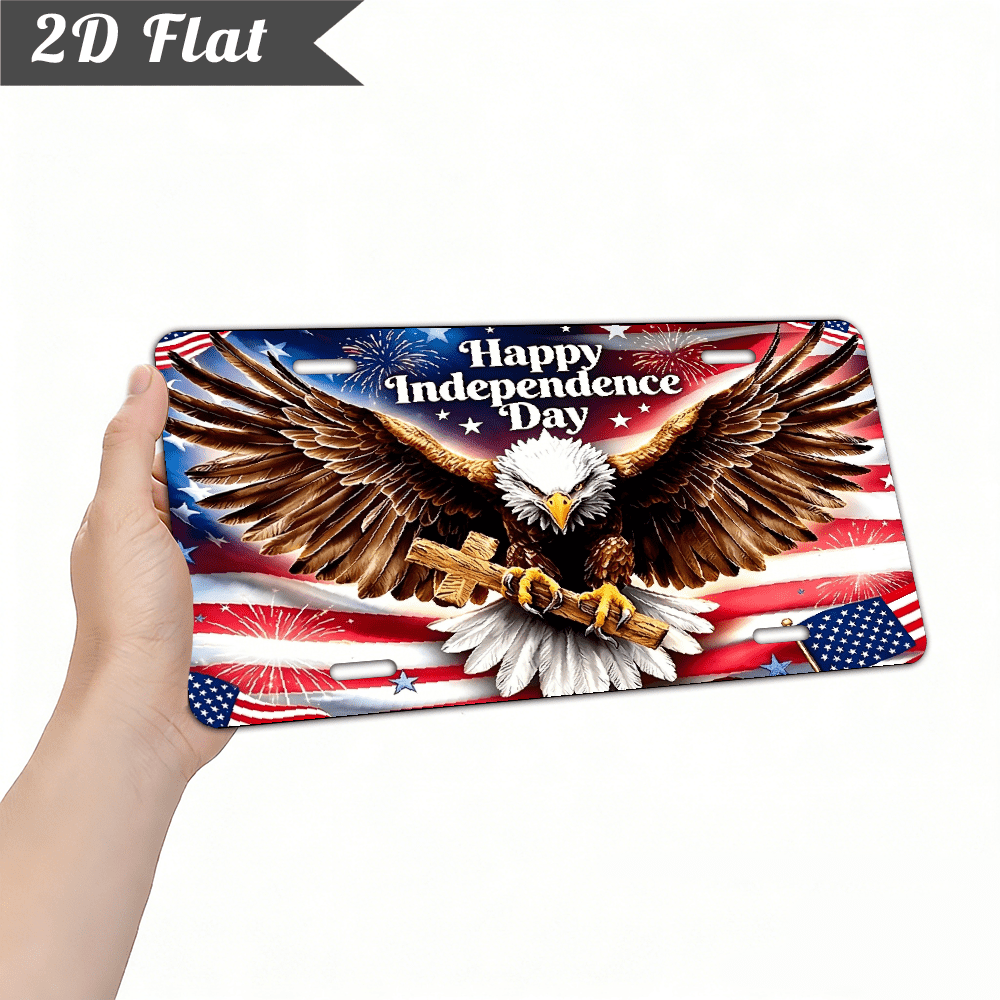 2D flat, an aluminum decorative sign, Happy Independence Day. For home ...
