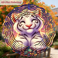 2D flat, a iron wind chime, adorable white tiger. It can rotate 360 ...