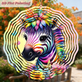 2D flat, a metal wind chime. Colorful zebra. It can rotate 360 degrees ...