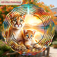 2D flat, a metal wind chime, cute cougar and kitten. It can rotate 360 ...
