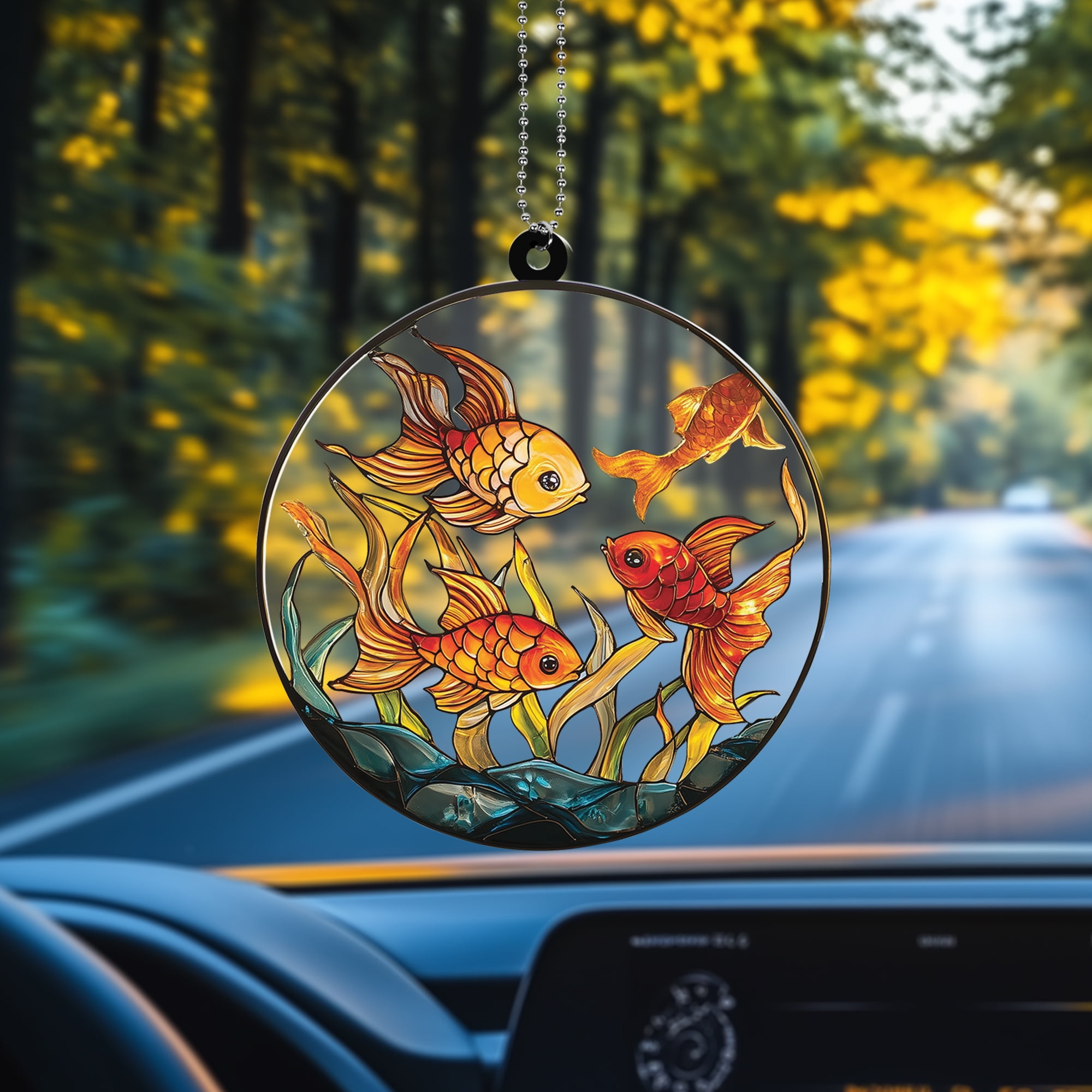 2D goldfish ornament - beautiful acrylic hanging decoration featuring ...