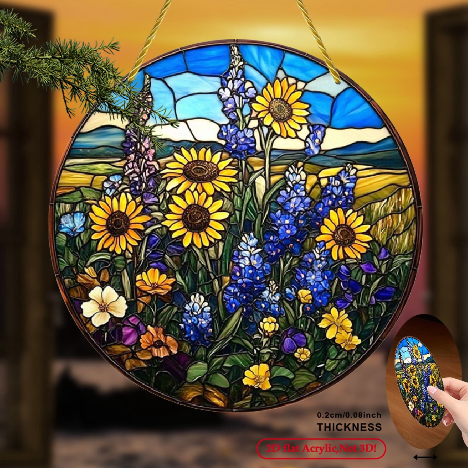 2D plan, 1 flower acrylic sign, acrylic sun catcher, perfect gift for ...