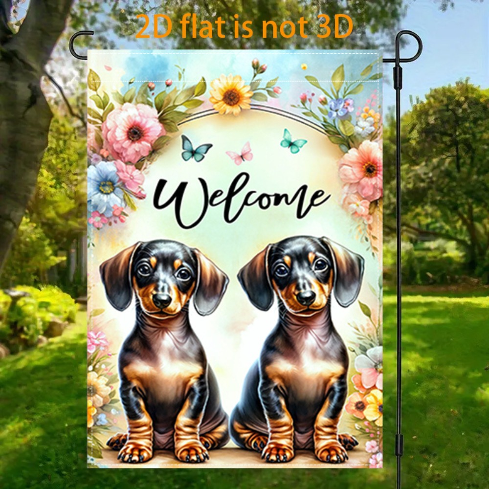 2D plane, 1 2D plane Dachshund flower butterfly welcome theme flag ...
