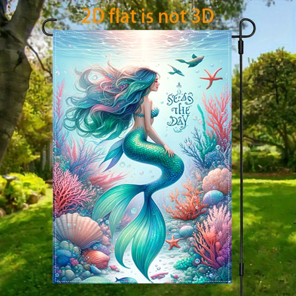 2D plane, 1 2D plane mermaid underwater theme flag courtyard, vertical ...