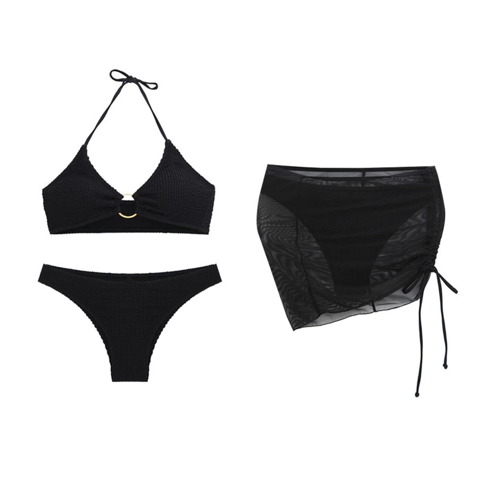 2DXuixsh 3 Pcs Women's Bikini Sets Swimsuits with Coverup Skirt Beach ...