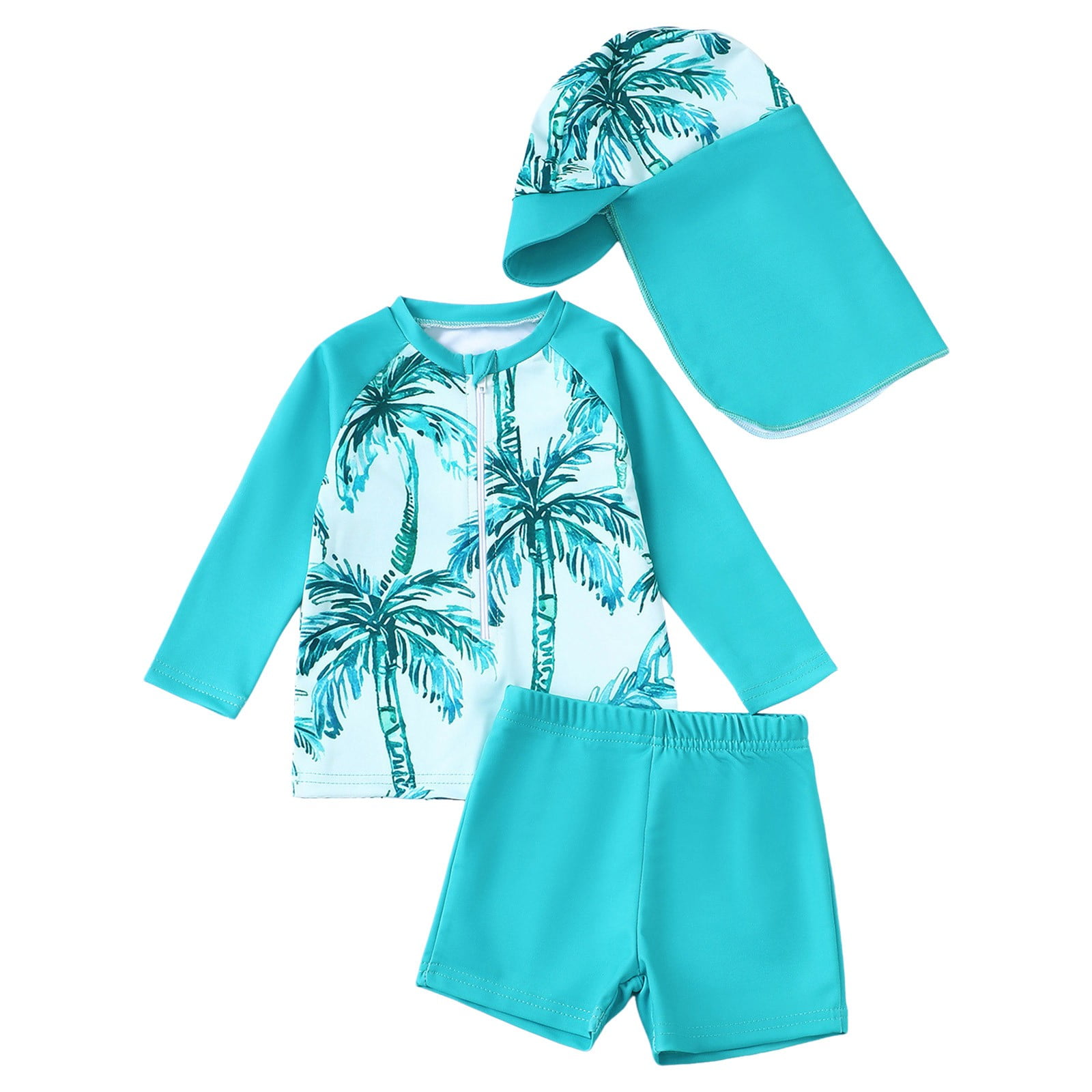 2DXuixsh 3Pcs Baby Boys Swimwear Set with Hat Rash Guards Swimsuit Long ...