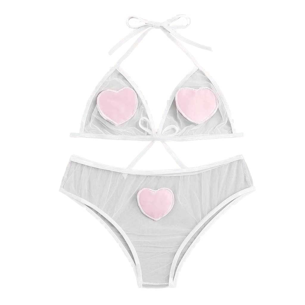 2DXuixsh Bra Set Lace Cafe Curtains Set Bow Heart Women Underwear ...