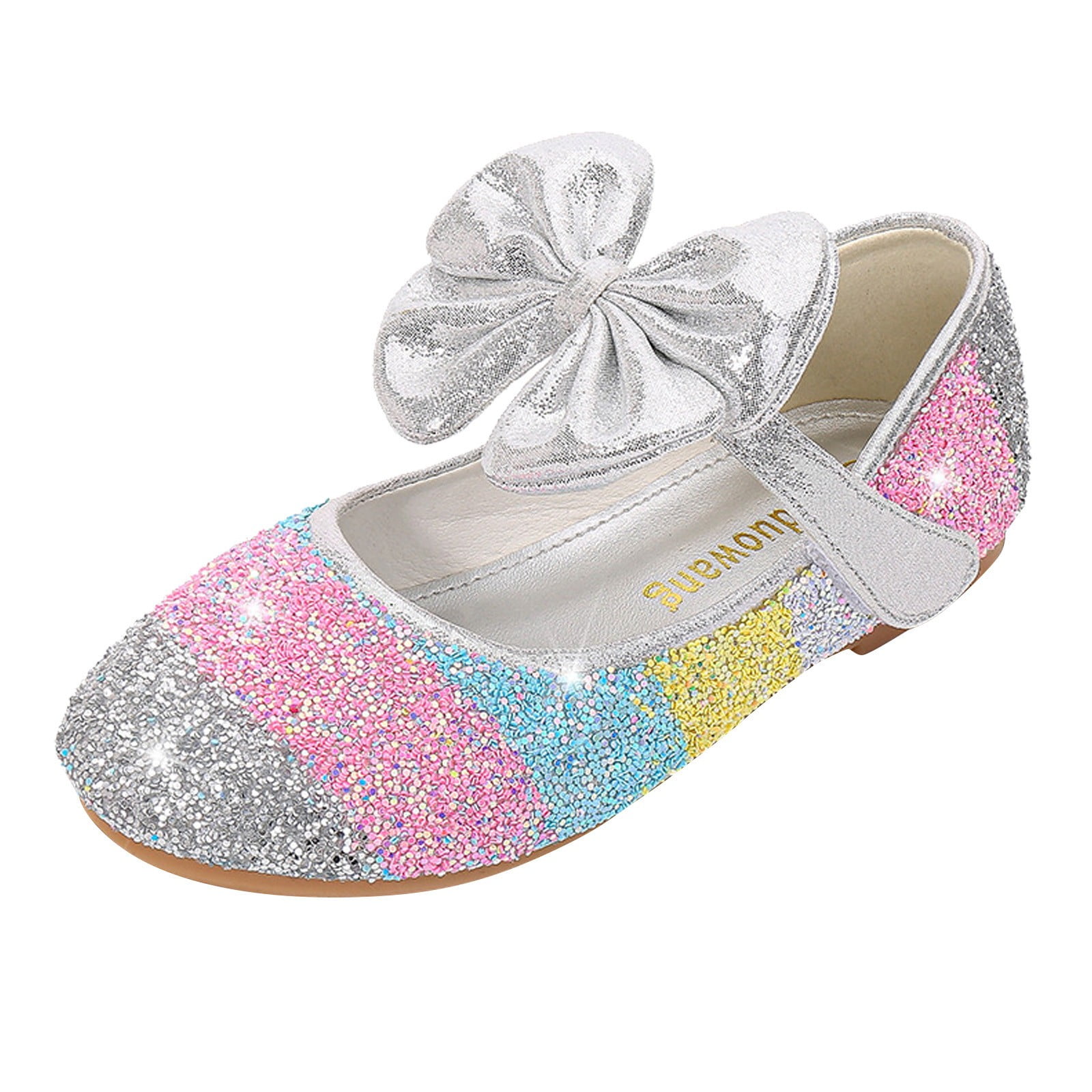 2DXuixsh Girls Dress Shoes Party Wedding Cute Toddler Sequin Bow Flower Ballet Flat Shoes Girls ...