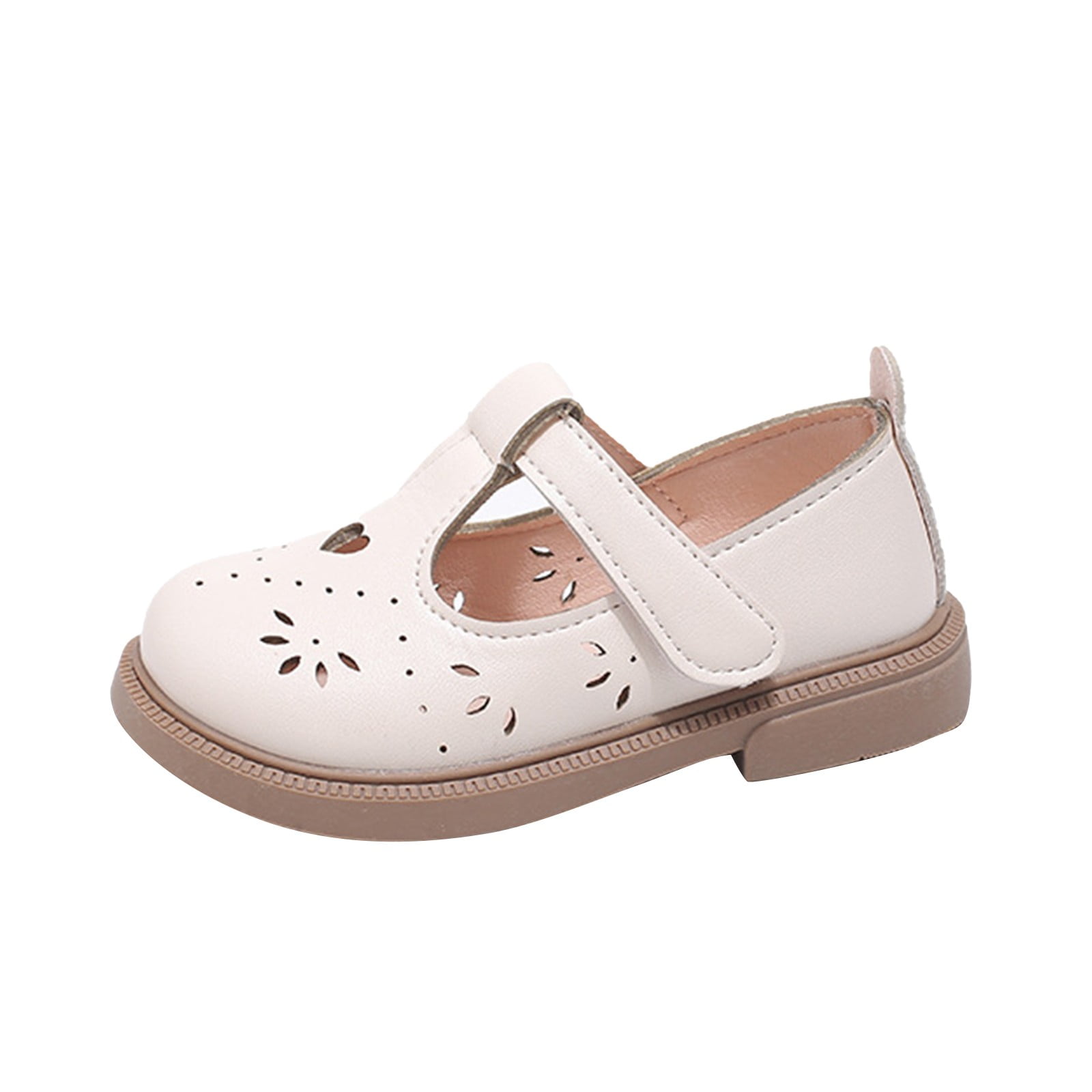 2DXuixsh Girls' Leather Shoes Toddler Soft Open Toe Flower Princess Flat Shoes Mary Jane Sandals ...