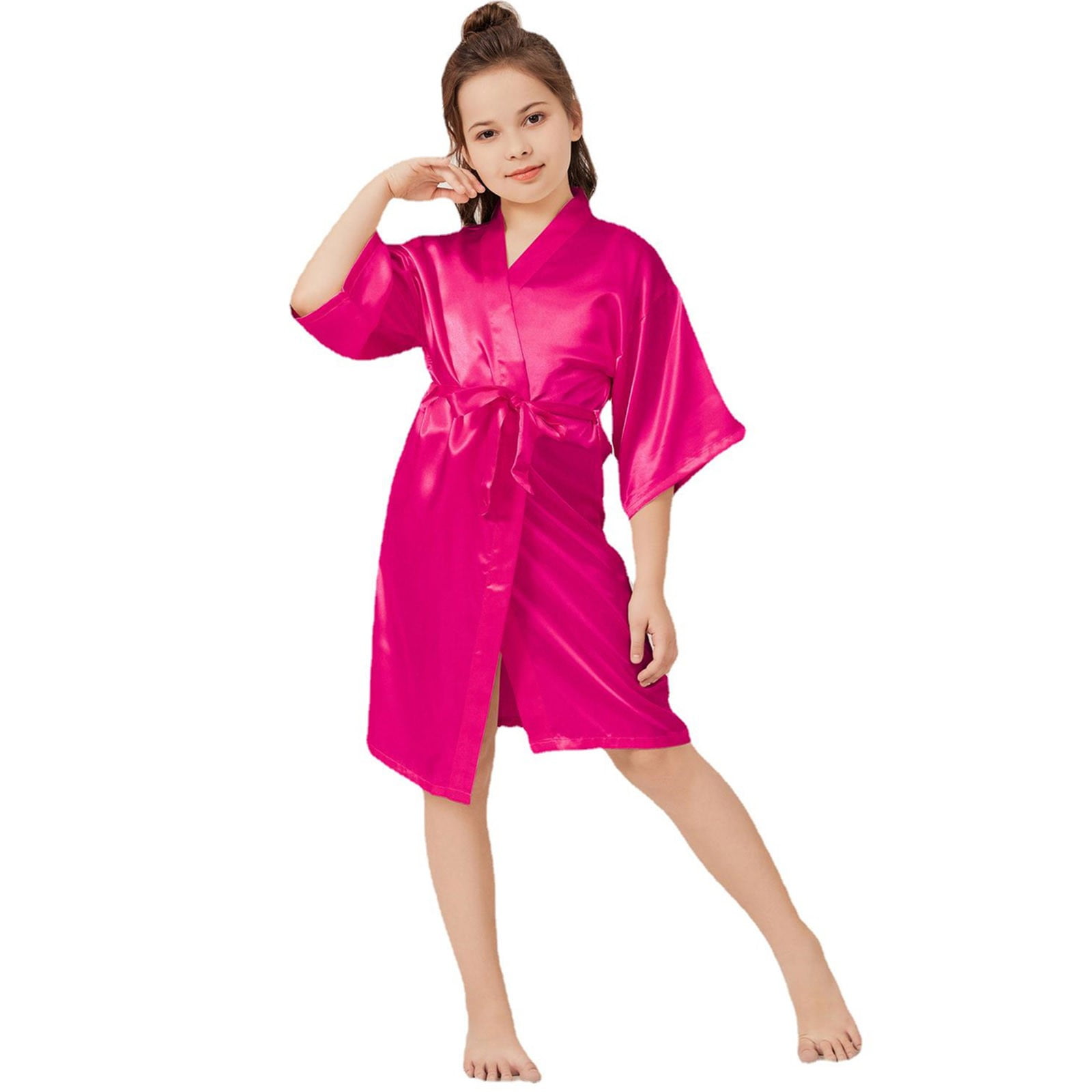2DXuixsh Girls' Pajama Sets Robes Satin Pajama Set Silk Nightgown ...