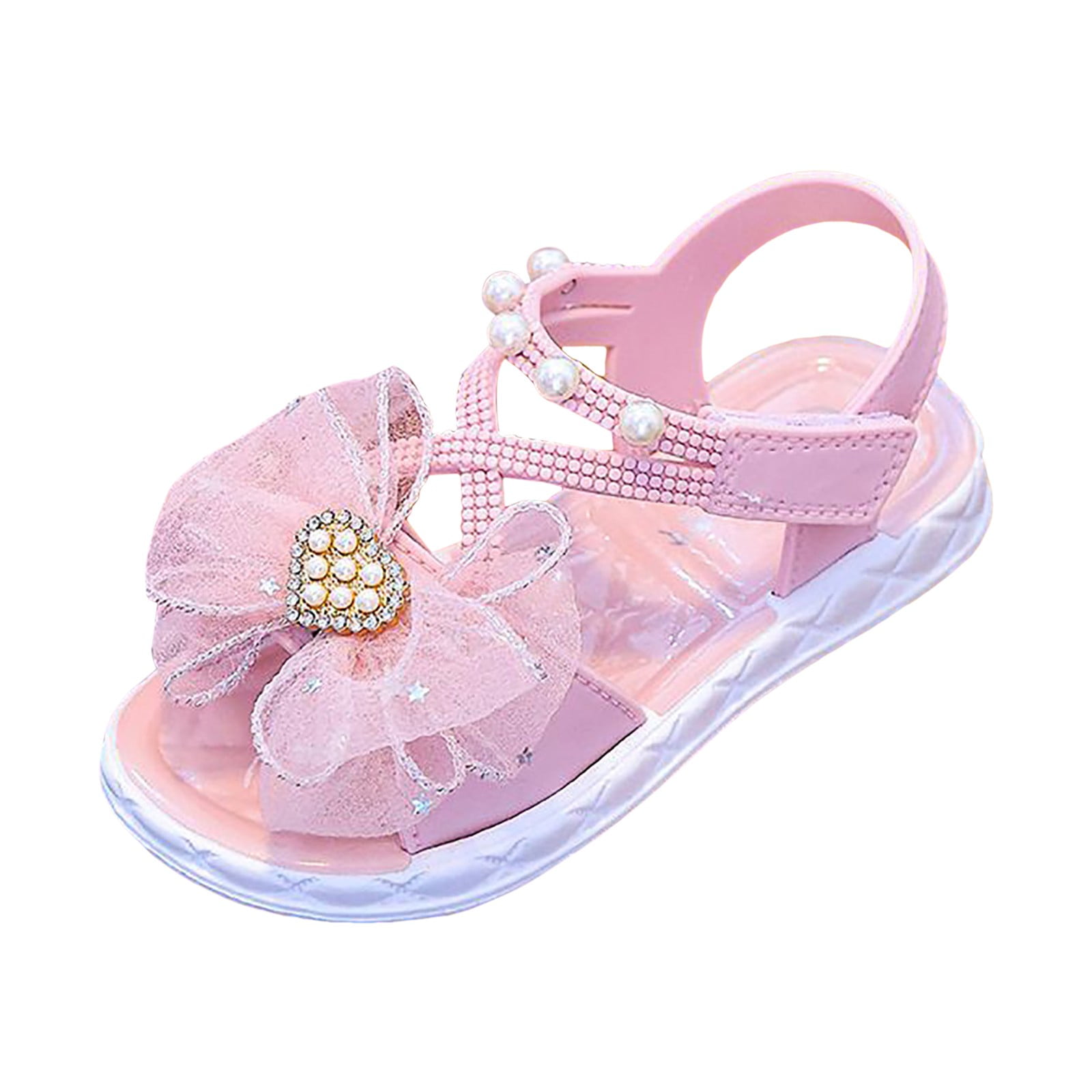 2DXuixsh Girls Sandals Dress Shoes Party Wedding Cute Toddler Lace Flower Ballet Flat Shoes ...