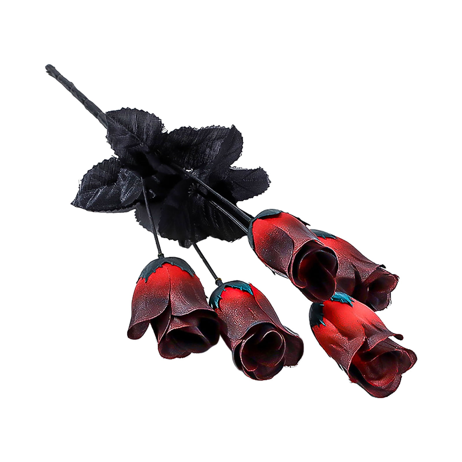 2DXuixsh House Decor Black Roses Flowers with Stems Silk Rose Bouquet ...