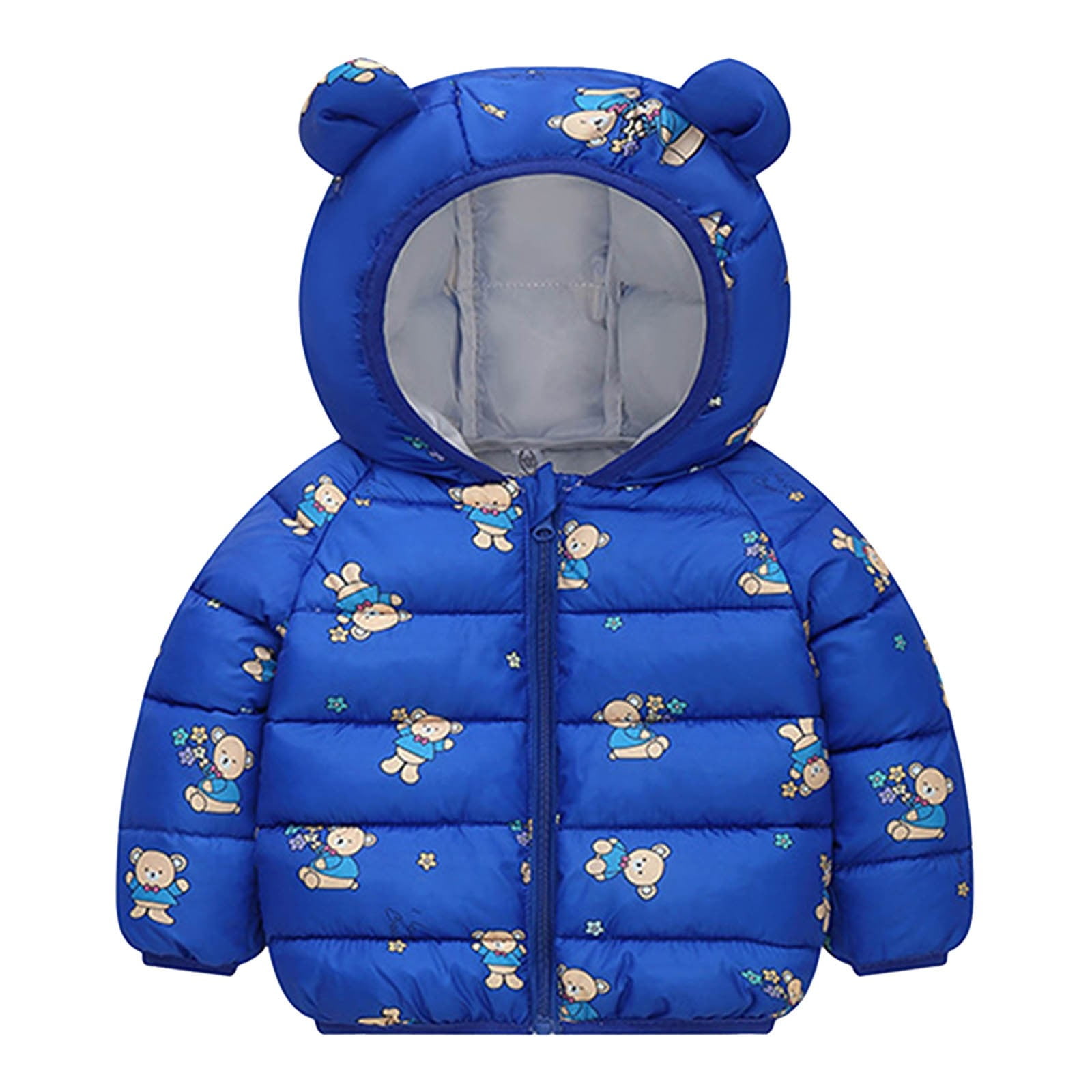 2DXuixsh Kids Jacket Toddler Boys Girls Winter Cartoon Prints Coat Bear Ears Hooded Jacket ...