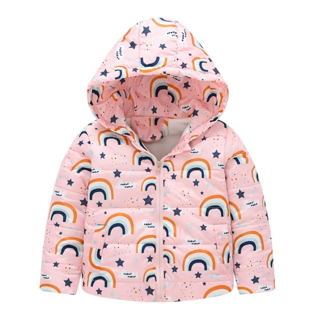 2DXuixsh Kids Jackets Girls Size 7/8 Toddler Boys Girls Winter Rainbow Cartoon Dinosaur Prints ...