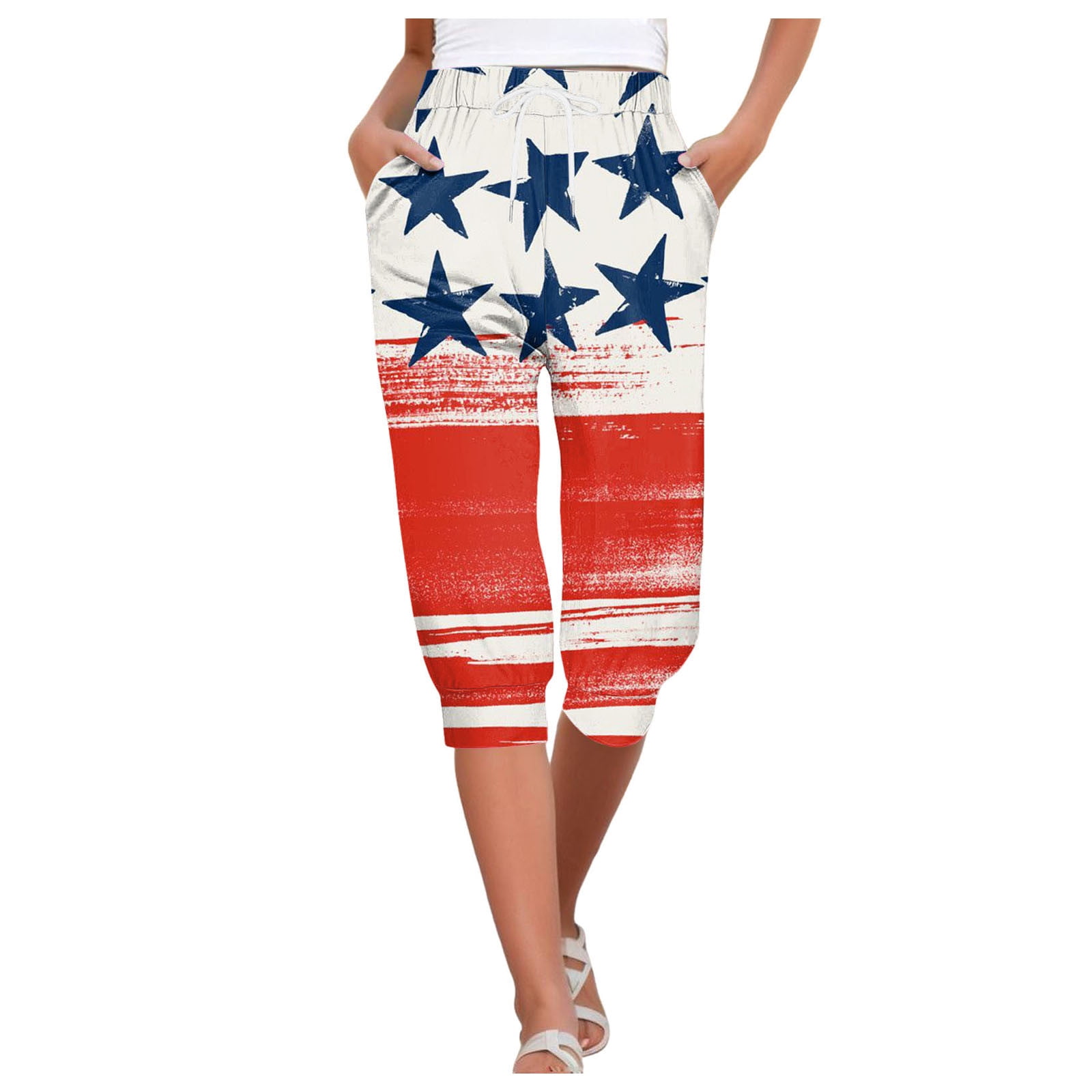 2DXuixsh Pants for Women Capris for Women Print Pants Bottom High Waist ...