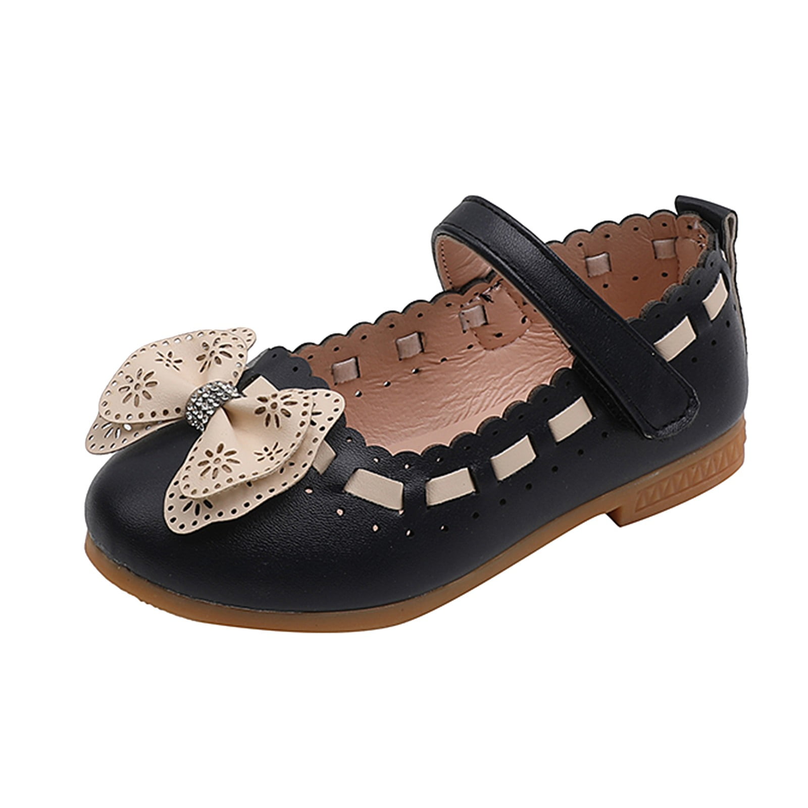 2DXuixsh Toddler Dress Shoes Girls Soft Close Toe Summer Sandals Flower Bow Princess Shoes ...