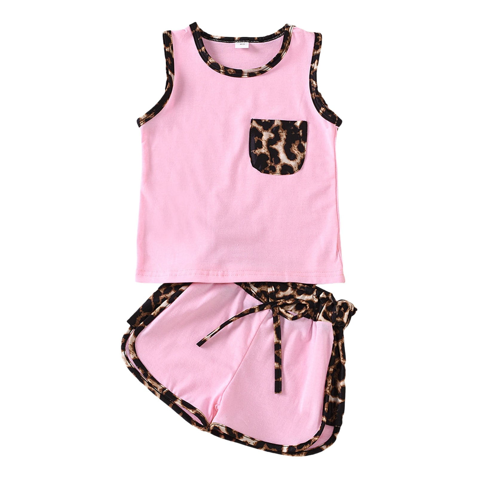 2DXuixsh Toddler Girl Clothes Summer Outfit Short Sleeve Leopard Print ...