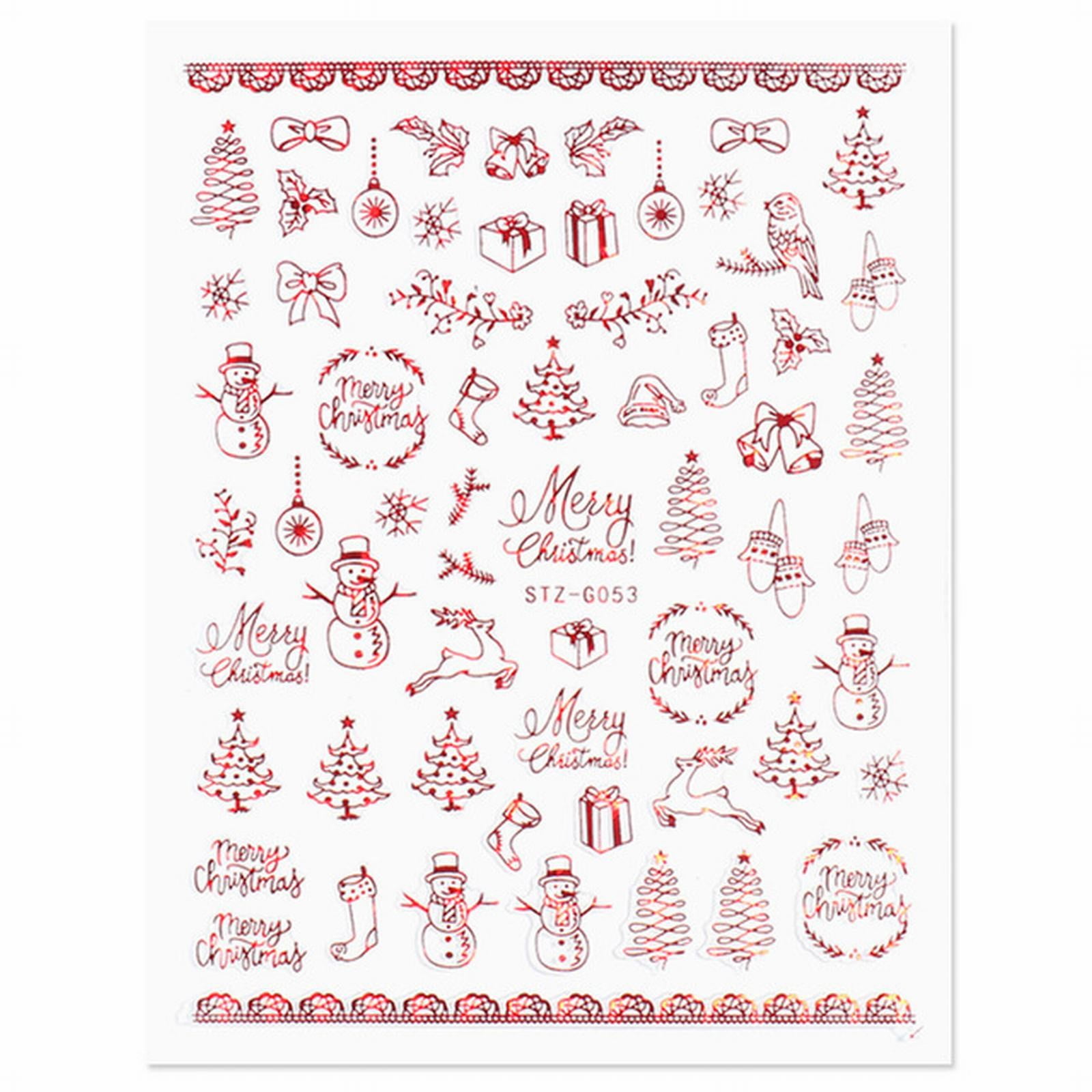 2DXuixsh Western Nail Stickers Nail Stickers Christmas Series Gold ...