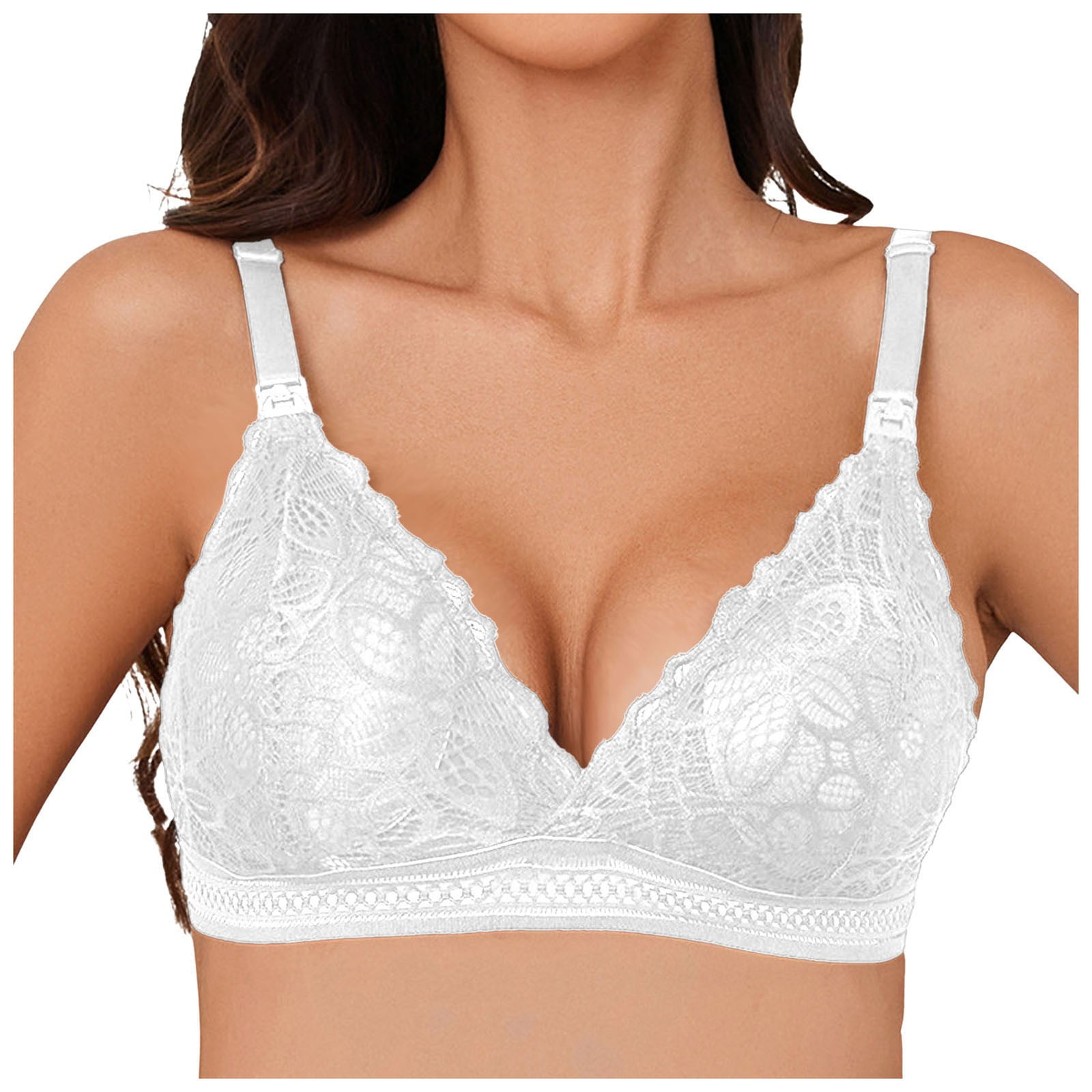 2DXuixsh Women's Bras Full Coverage Bras Plus Size Lifting Lace Bra Wirefree Padded Nursing Bras ...