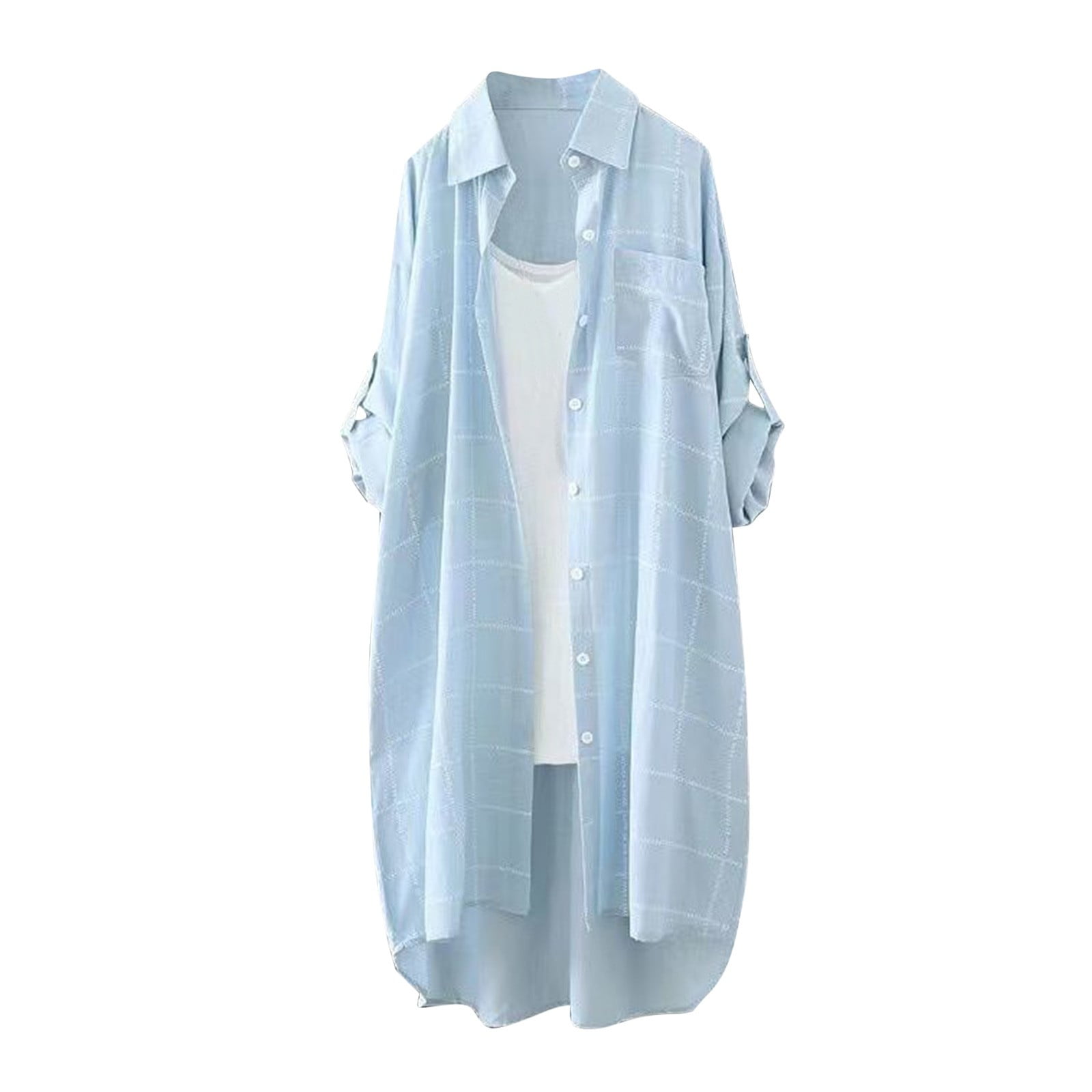 2DXuixsh Womens Blouses Tops Elegant Womens Mid Length Shirt Dress Sun ...