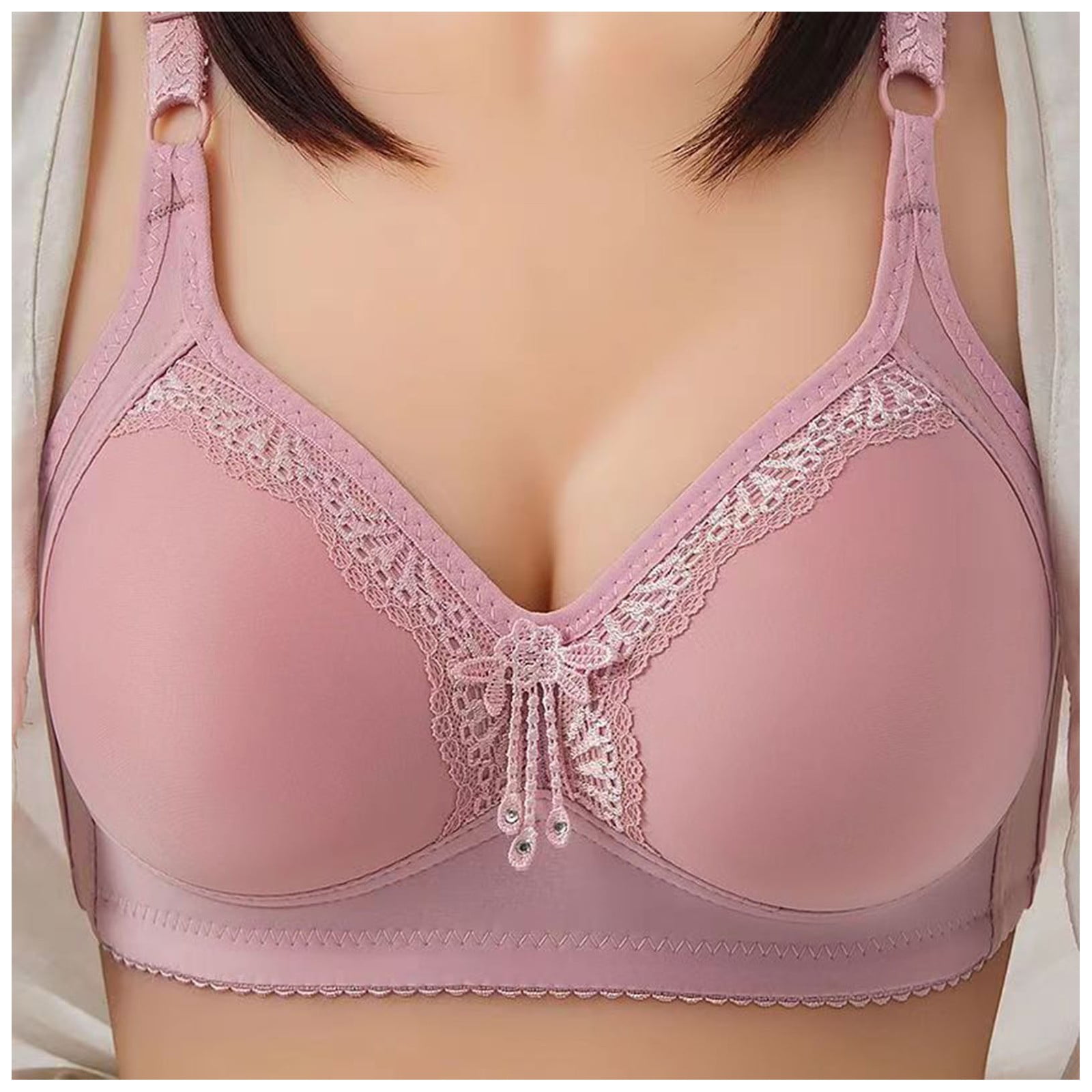 2DXuixsh Womens Bra Full Coverage Bras Plus Size Lifting Lace Bra Back Button Shaping Cup ...