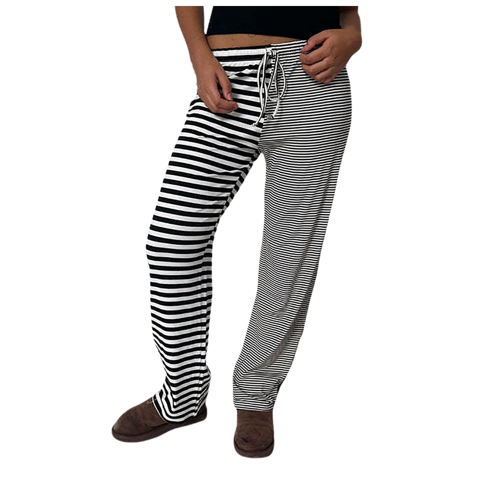 2DXuixsh Womens Pants Women Fashion Stripes Loose Casual Comfortable ...