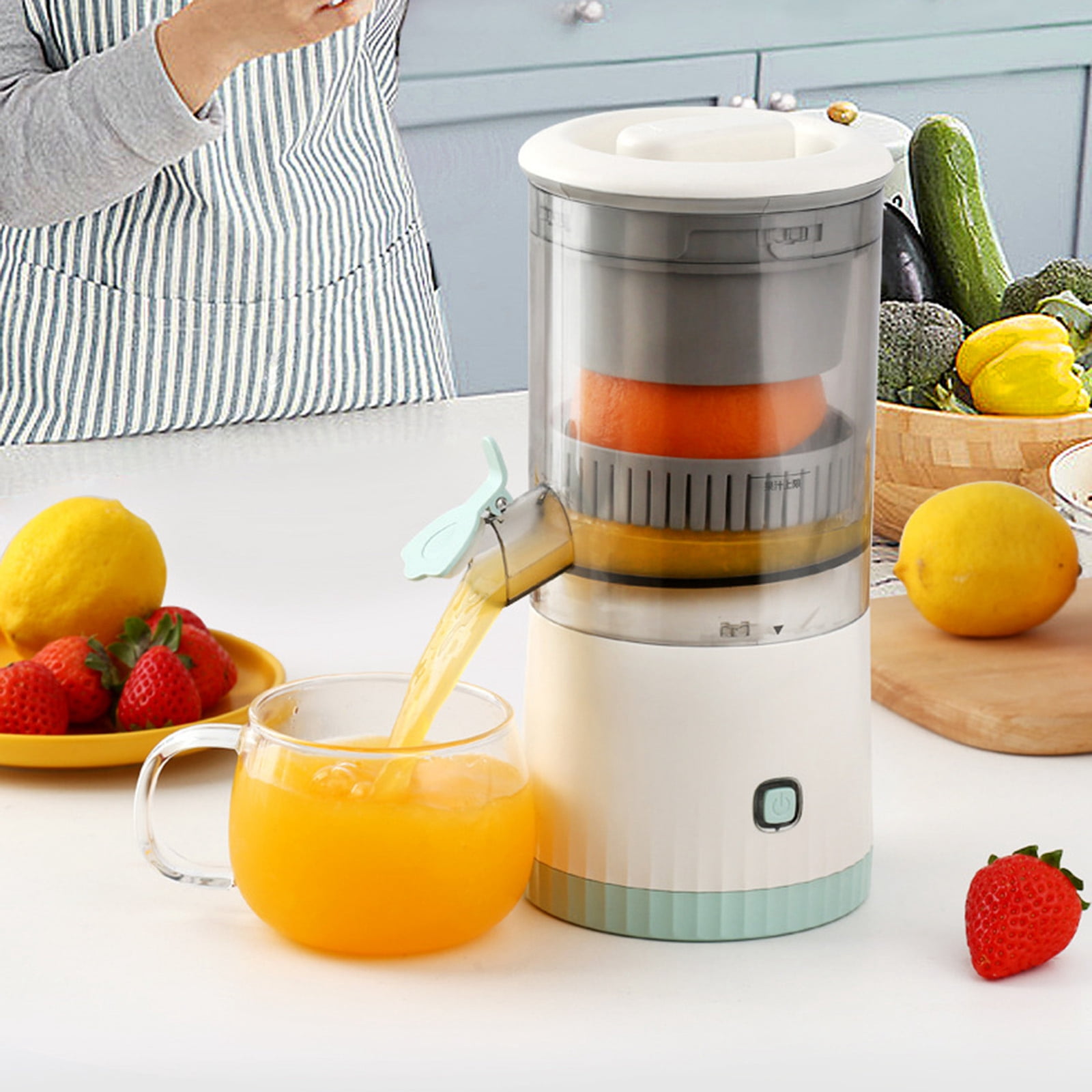 2Days Delivery Electric Juicer Rechargeable - Citrus Juicer Machines with USB and Cleaning Brush ...