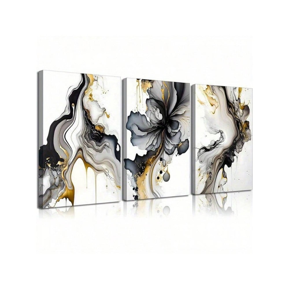 2Dflat, 3pcs, Wooden Framed Canvas Mural, Emerald Green Mural, Modern ...