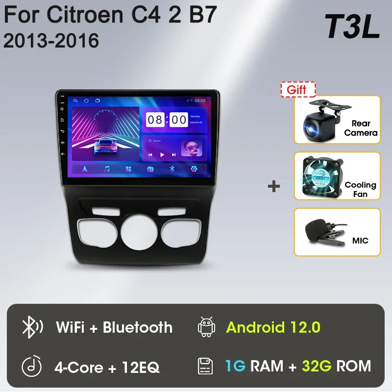 2Din Android 12 Car Radio for Citroen C4 2 B7 2013-2016 Multimedia ...