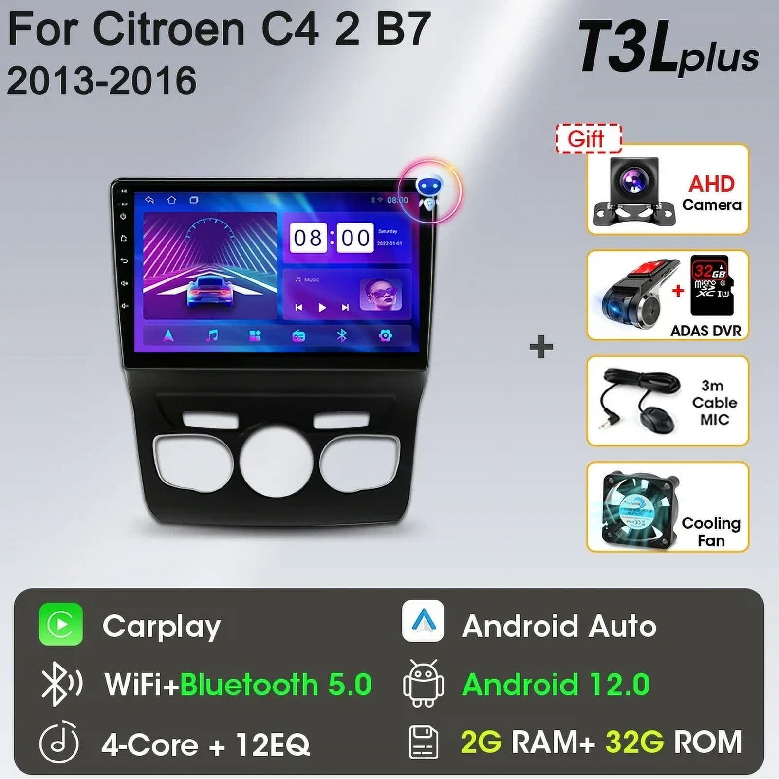 2Din Android 12 Car Radio for Citroen C4 2 B7 2013-2016 Multimedia ...