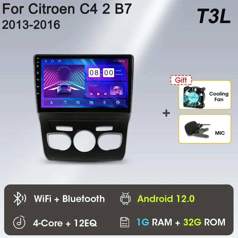 2Din Android 12 Car Radio for Citroen C4 2 B7 2013-2016 Multimedia ...