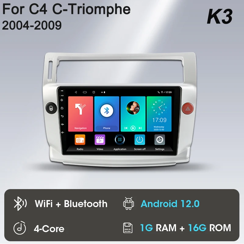2Din Android 12 Wireless Carplay Car Radio for Citroen C4 C-Triomphe C ...