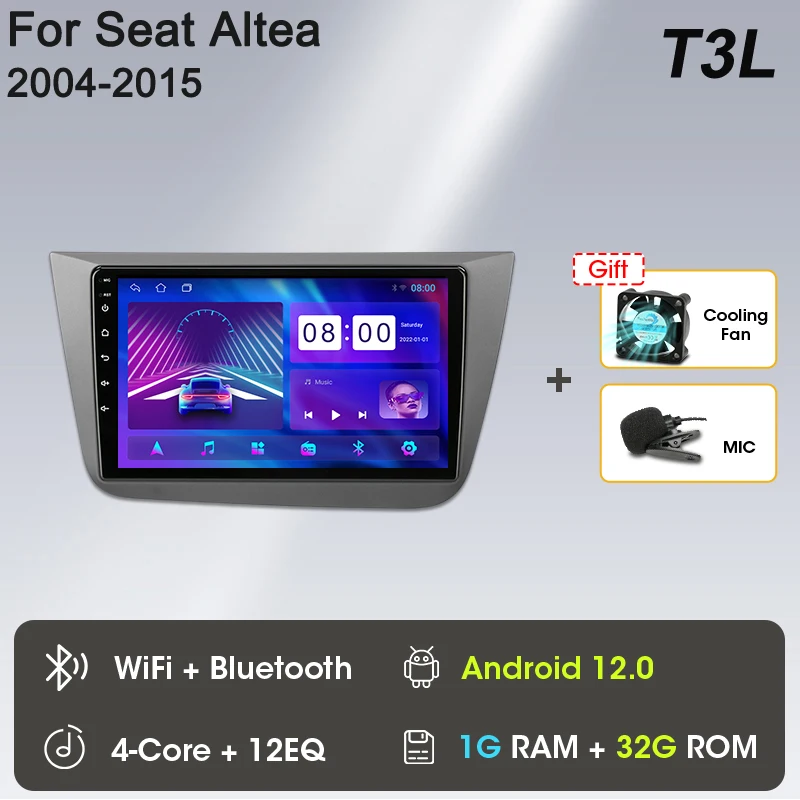 2Din Wireless Carplay Android 12 Car Radio for Seat Altea 2004-2015 ...