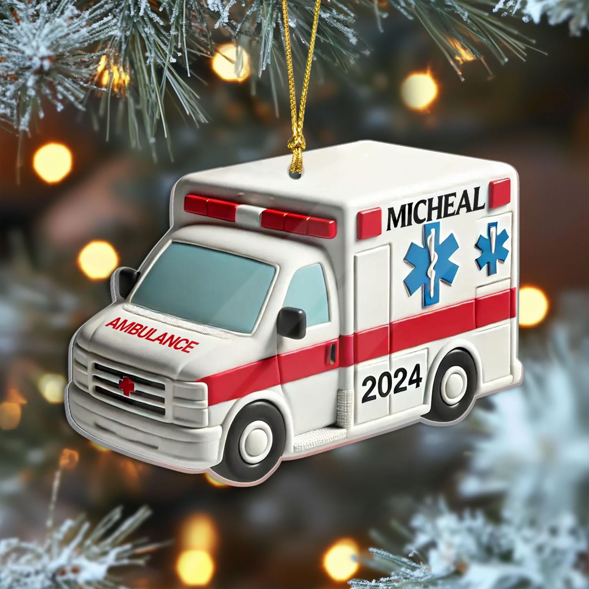 2F FLAT Custom Name Ambulance Acrylic Ornament, Personalized Gift For ...