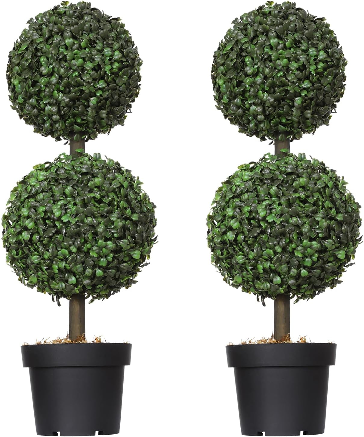 2FT Artificial Boxwood Topiary Tree 2 Pack, Artificial Boxwood Double ...